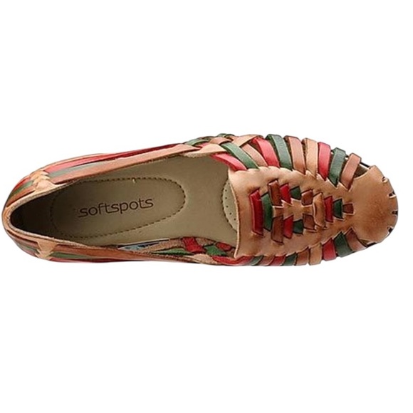 Softspots | Shoes | Softspots Womens Woven Tan Red And Green Flats ...
